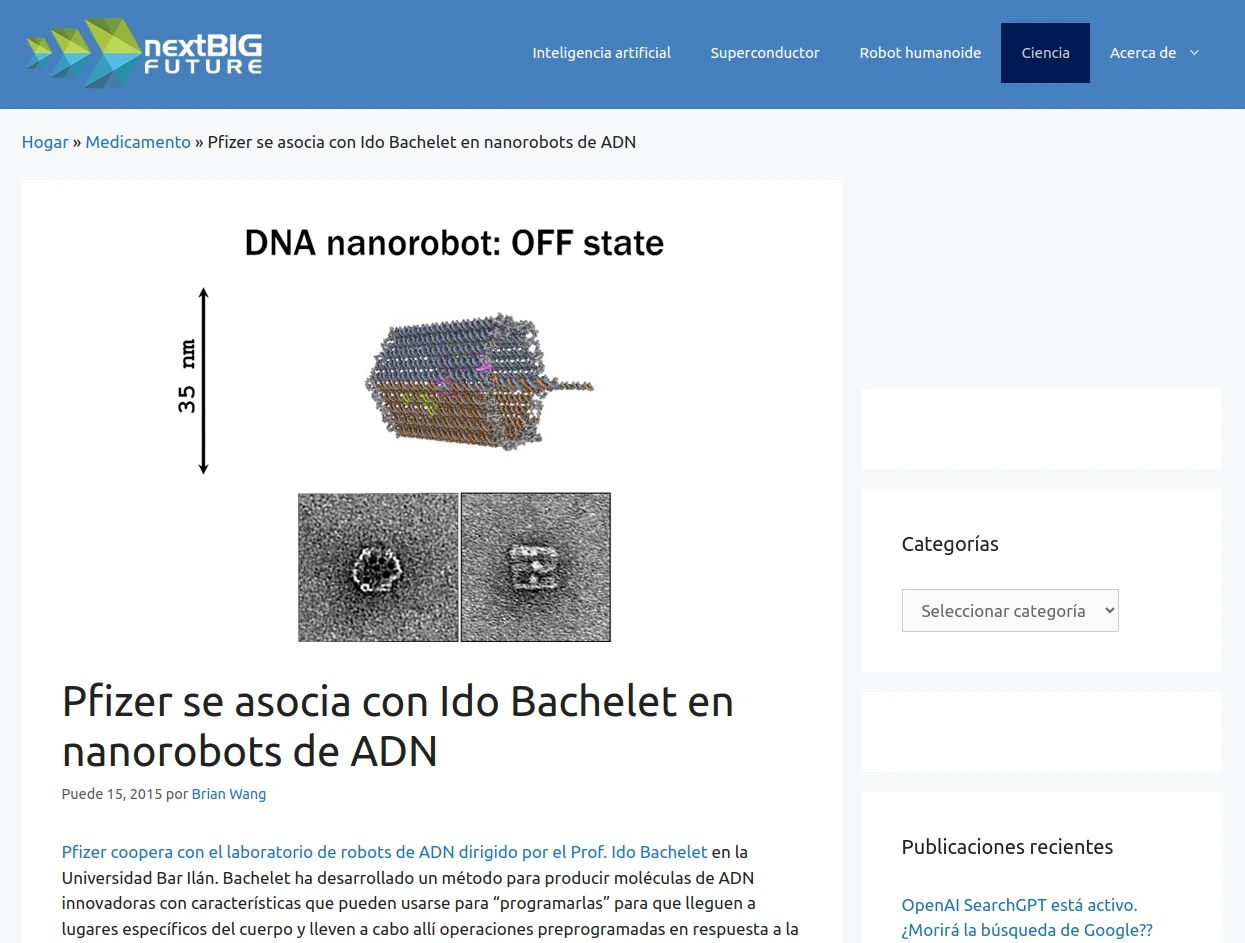 Pfizer se asocia con Ido Bachelet en nanorobots de ADN - Efectos ...
